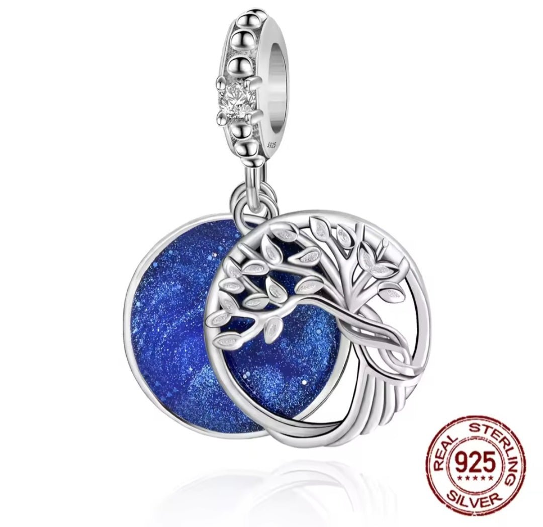 Sterling Silver Blue Family Tree Charm – Enchanting Charms